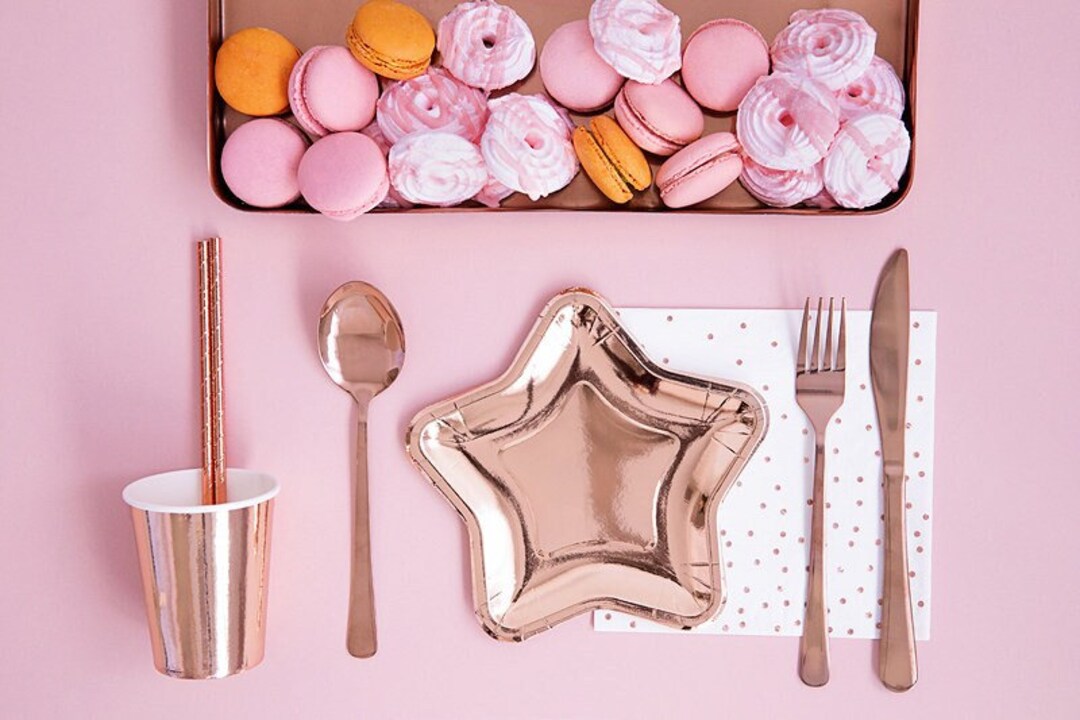 STAR SHAPE Paper Plates in Rose Gold Celestial Galaxy Twinkle Star ...