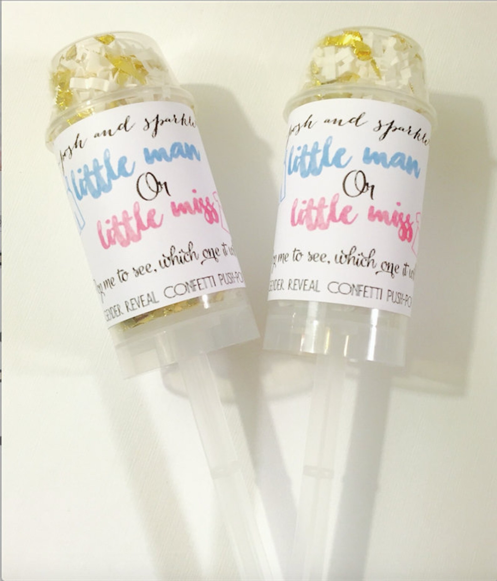 Little Man or Little Miss Gender Reveal Confetti Popper, Gender Reveal ...