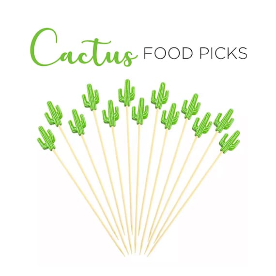 Cactus Food Pick Wooden Succulent Cocktail Appetizer Stick Mexican ...