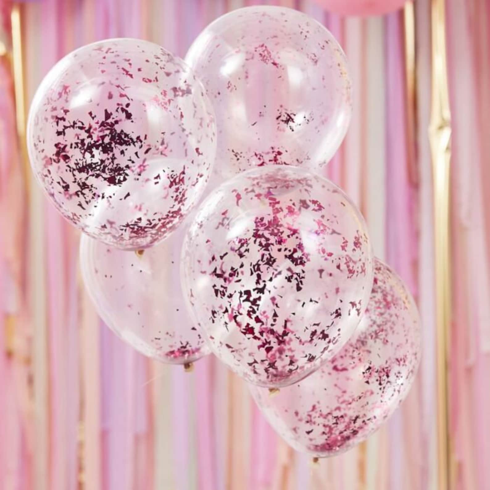 Pink Confetti Balloon Bundle Transparent Glitter Sequins - Etsy
