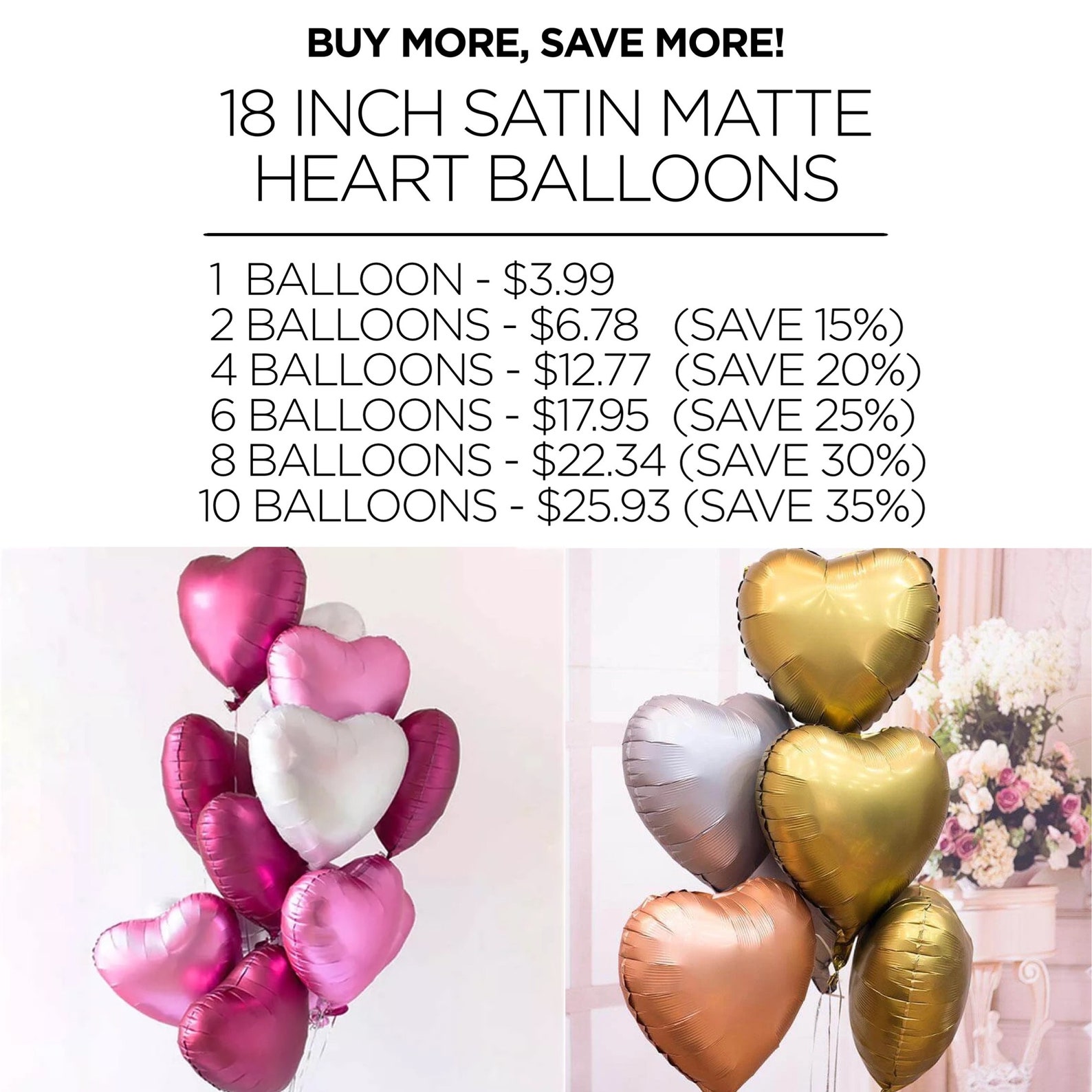 Pink Heart Balloon Bundle Matte Romantic Decoration Matte Foil - Etsy