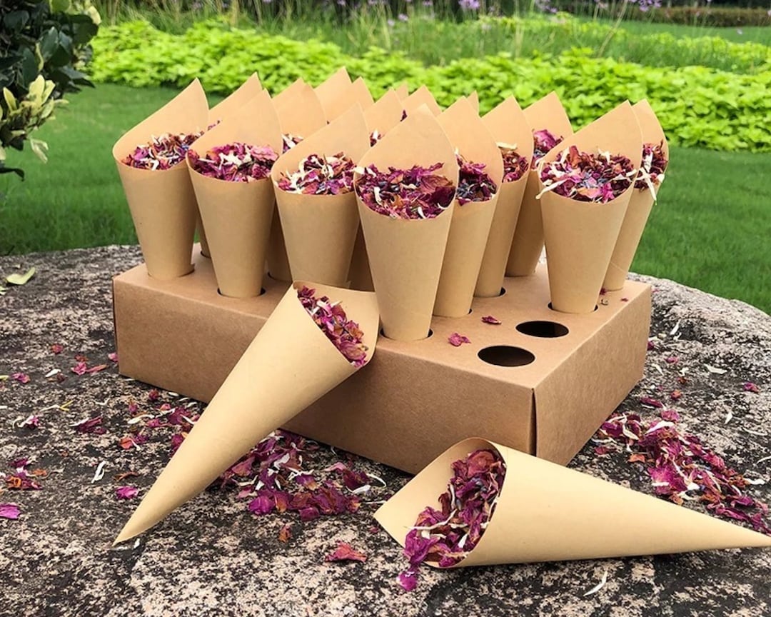 Wedding Confetti DIY KIT Tray Cones Flower Petals Natural Church ...