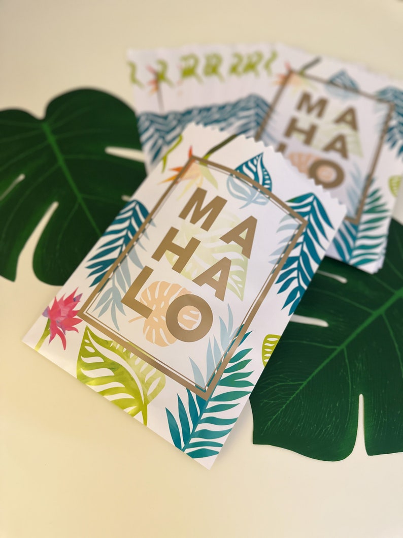 Mahalo Treat Bag for Hawaiian Luau Party Thank You Goodie Cookie Sweets ...
