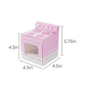 Oven Shape Cupcake Box Set Pink Cute Treat Packaging With Window Bun in ...