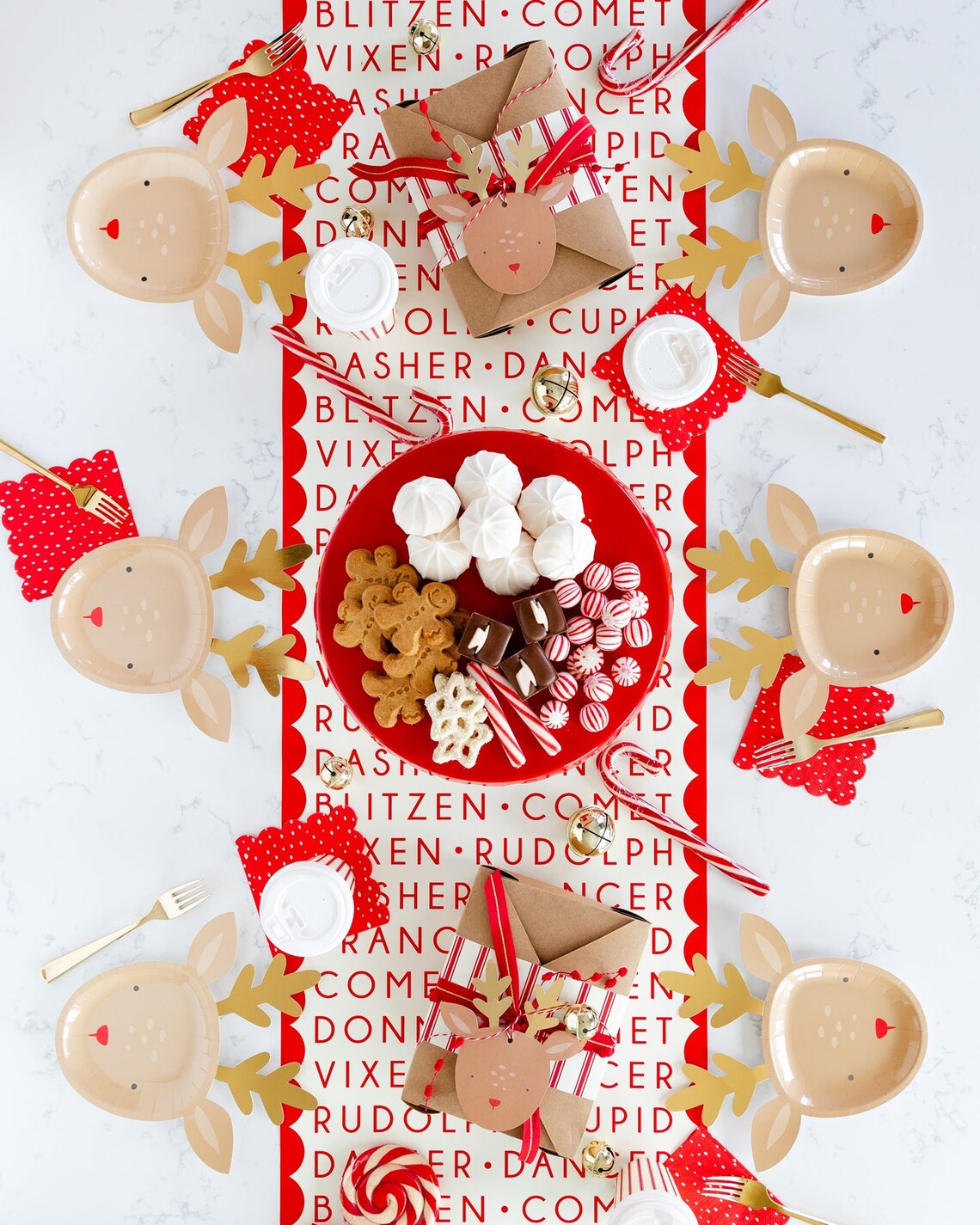 Christmas Paper Plates in Reindeer Shape Kawaii Rudolph Dessert Snack ...