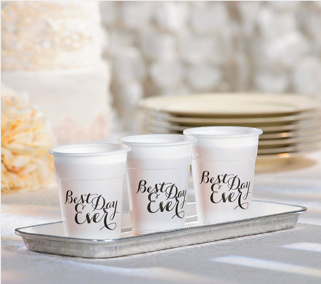 Best Day Ever Plastic Cups Minimalist Cheerful White Celebration Cups ...
