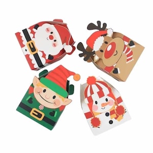 CHRISTMAS BOX for Gift and Favor Sweet Santa Elf Snowman Reindeer ...