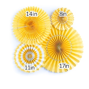 Yellow Paper Fan Set Striped Polka Dot Plain Rosettes Summer | Etsy