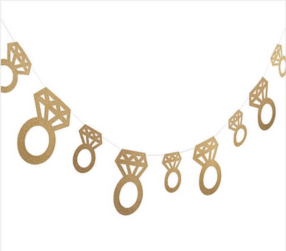 Diamond Ring Garland in Gold Glitter Hanging Party Banner for ...