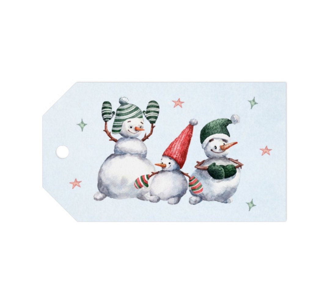 Snowman Gift Tags With String Watercolor Cheerful Holiday Christmas ...