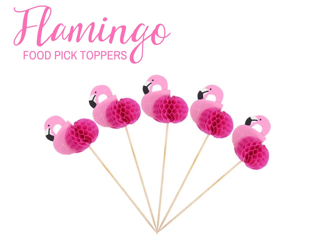 Honeycomb Flamingo Food Picks on Wooden Sticks Appetizers Fruits Snacks ...