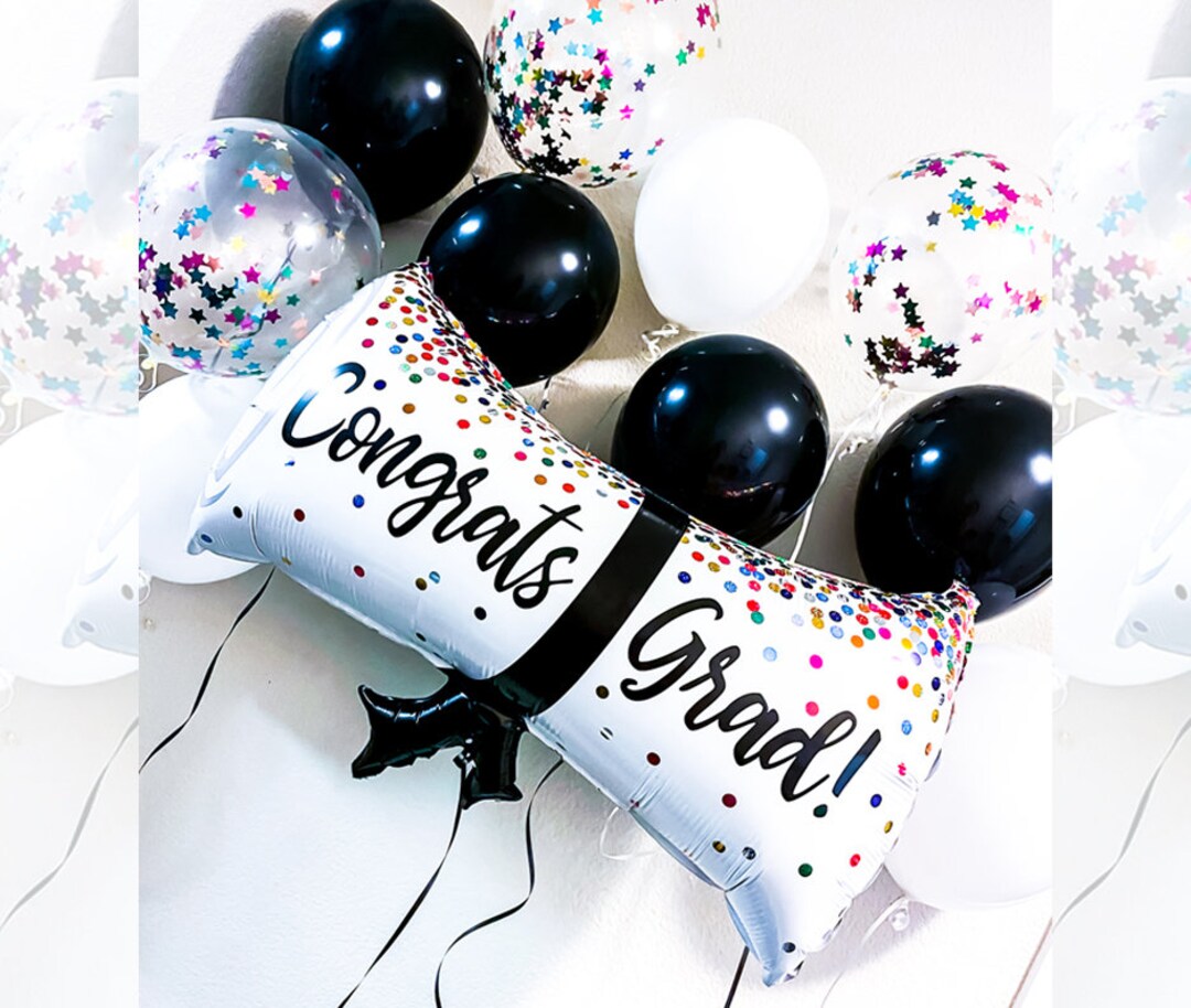 Graduation Party Decoration Congrats Grad Balloon Bundle Black White ...