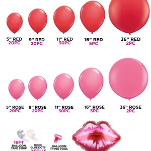 Valentine's Day Red Pink Balloon Bundle Set DIY Lips Balloon Garland ...