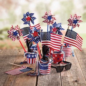 Patriotic Pinwheels 4 July Spinners America 4th of July Decoration Red ...
