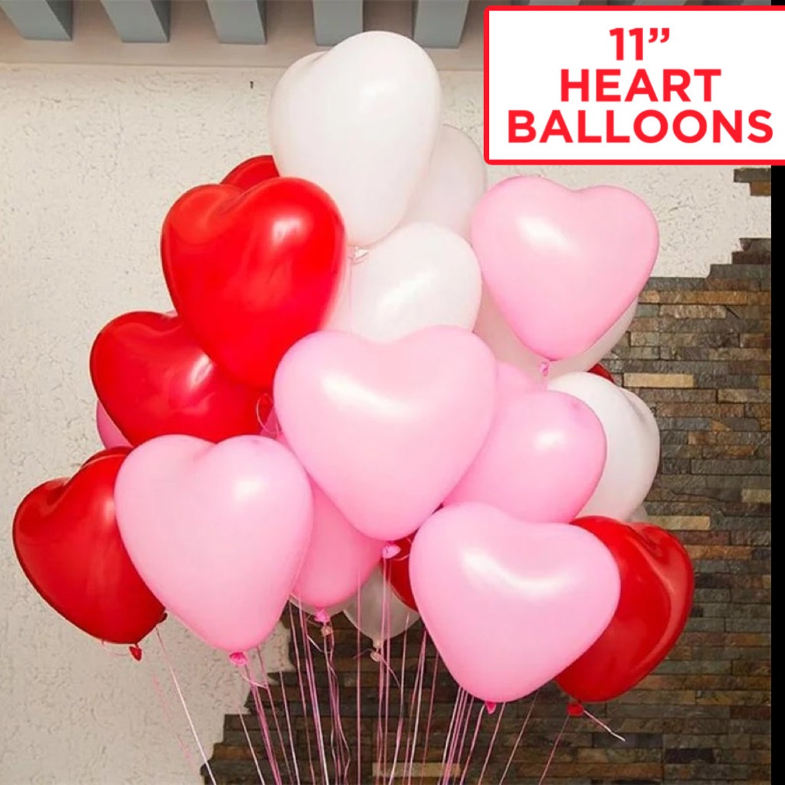 Valentine's Day Heart Balloon Bouquet Pink Red White | Etsy