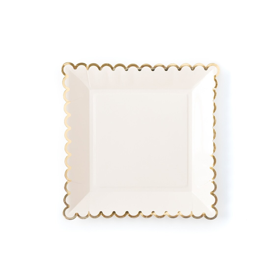 Cream Plates With Gold Scalloped Edge Plain Square Paper - Etsy
