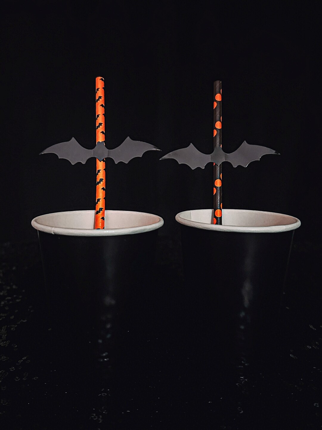 Halloween Paper Straws With Realistic BAT ASSORTED DESIGNS Eerie Spooky ...