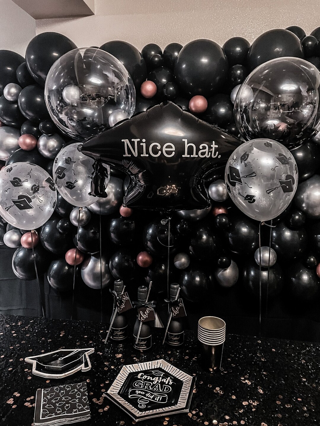Graduation Cap Balloon Large Foil Nice Hat Elegant Stylish Unisex Black ...