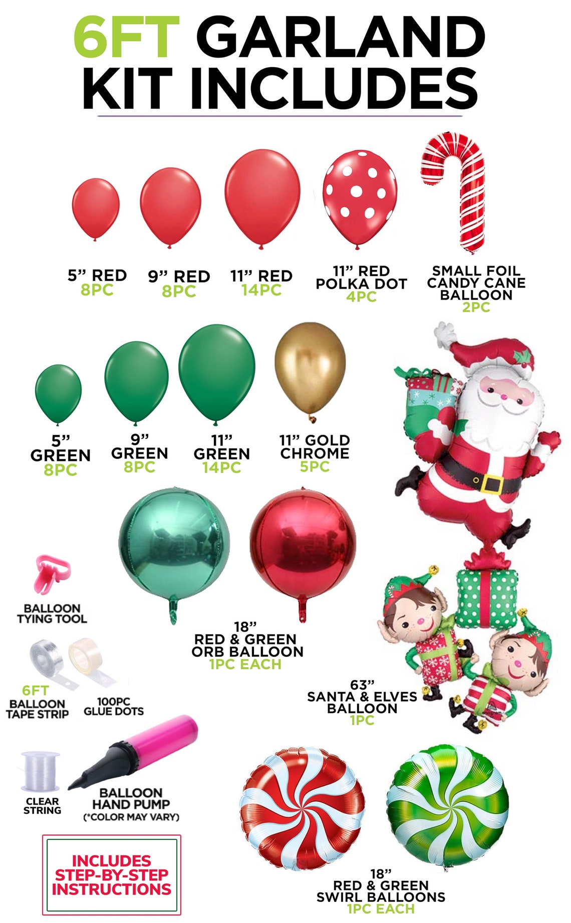 Santa Balloon Arch Large Christmas Decoration Candy Cane Elves - Etsy