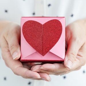 Heart Box for Valentine’s Day Packaging Glitter Red Pink Romantic Gift ...