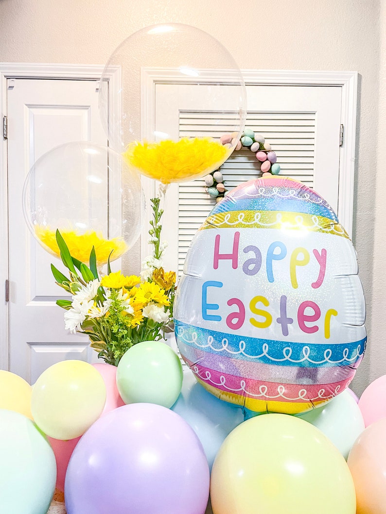Giant Easter Foil Balloon Set Cute Bunny Colorful Egg Shape Decoration ...