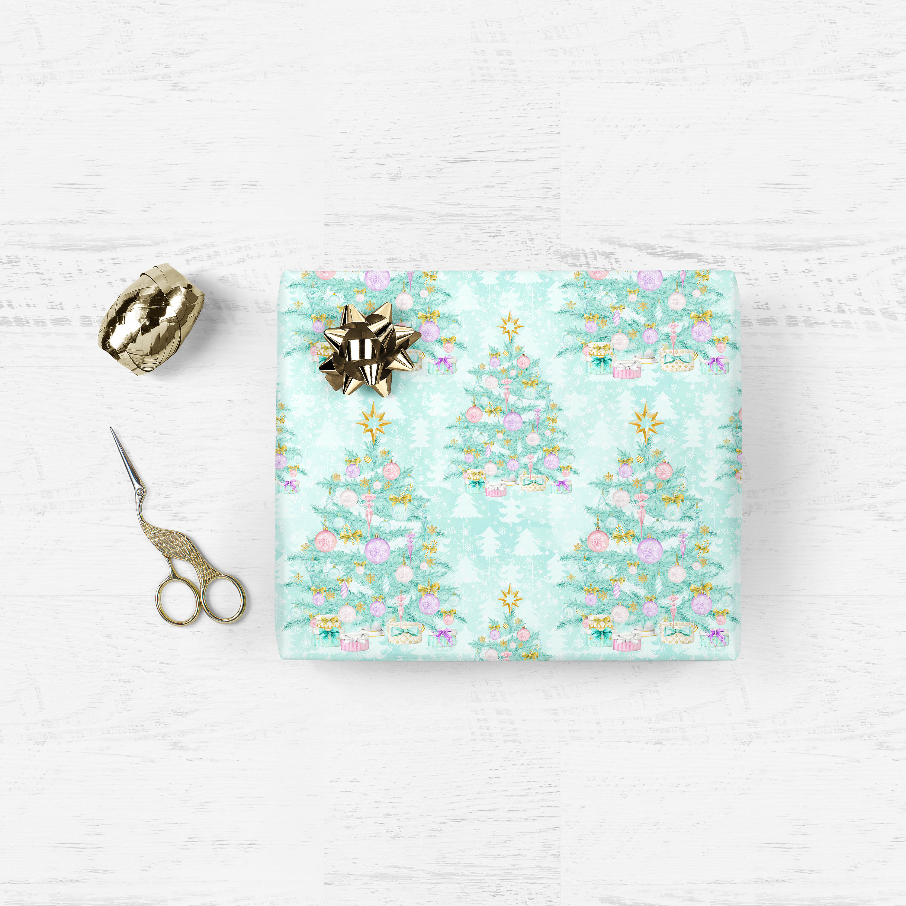 Pastel Christmas Wrapping Paper, Pretty Christmas Wrapping Paper Sheets ...