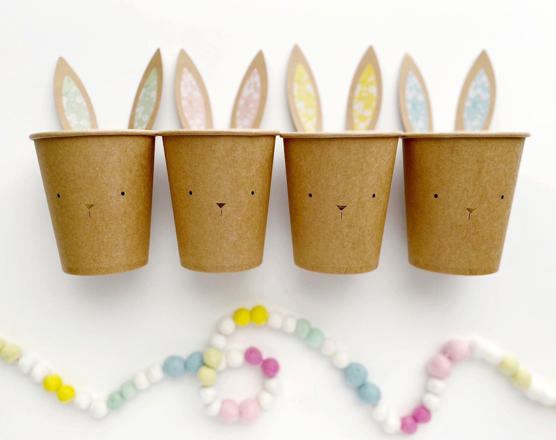 Craft Paper Cups With Bunny Ears for Easter Tableware Egg Hunt Minimal ...