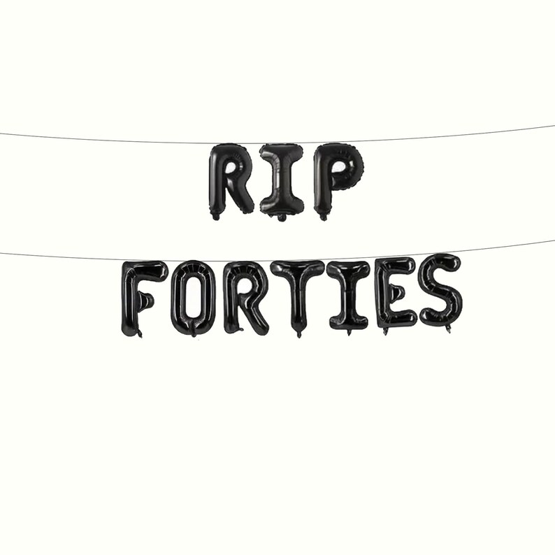 R.I.P Forties Foil Balloon Black Letters 50th Birthday Banner Death to ...