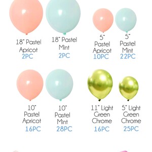 Pastel Balloon Arch in Mint Apricot Green Chrome Color Summer Ice Cream ...