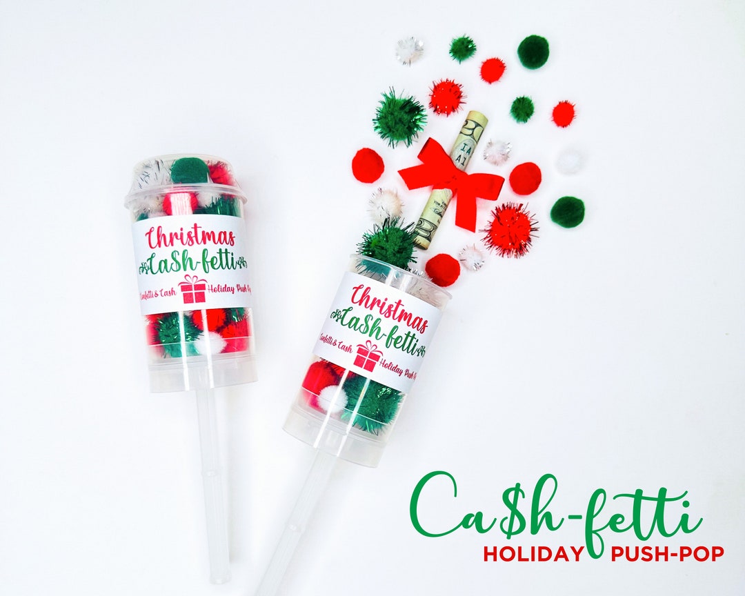 Christmas Confetti Popper Holiday Gift Money Holder Pom-pom Party ...