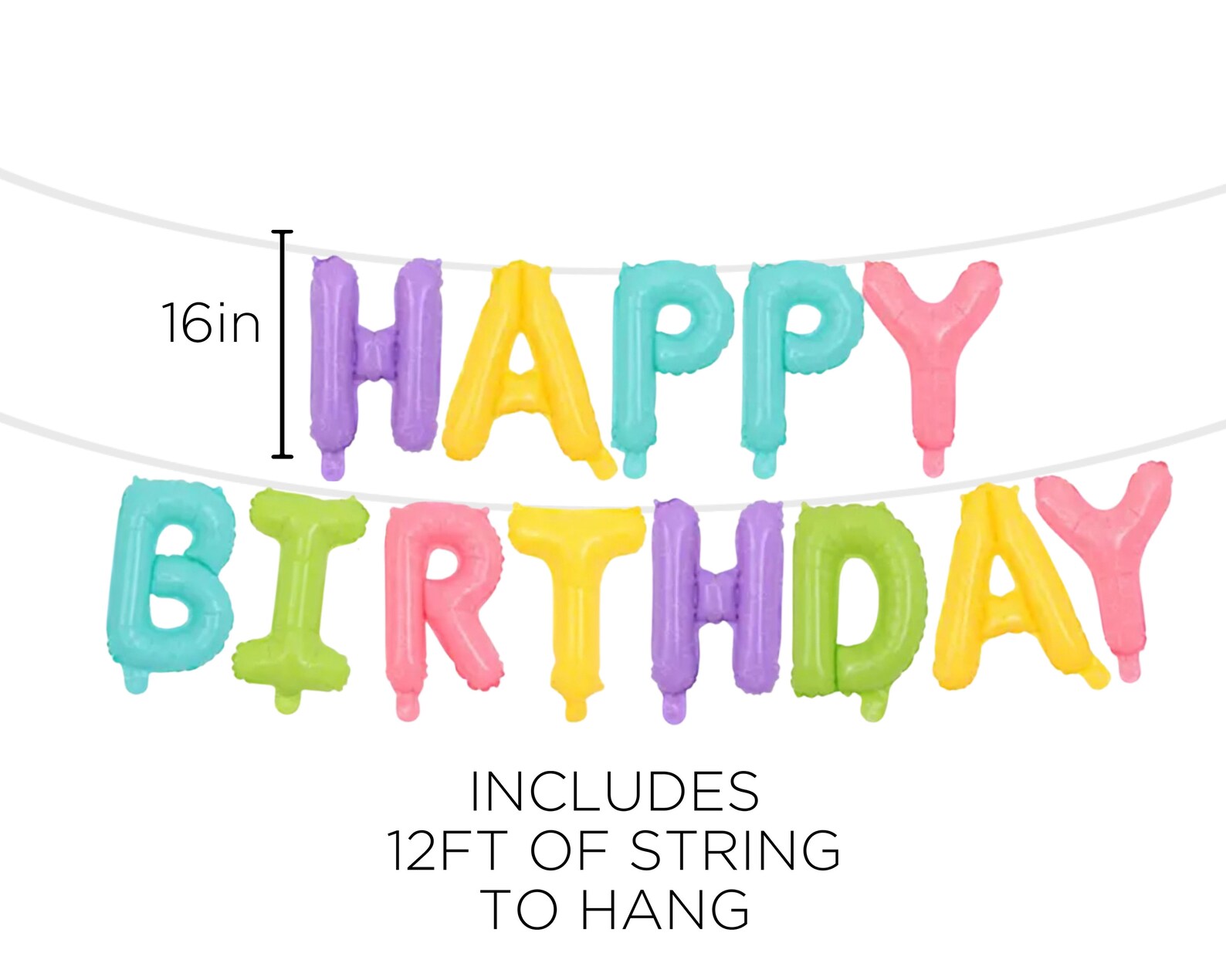 Rainbow Happy Birthday Balloon Bunting Colorful Letters Kids - Etsy