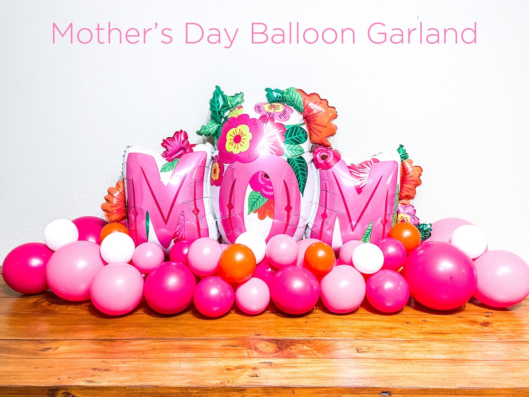Mom Balloon Garland Pink Floral Tropical Table Buffet Floor Entryway ...