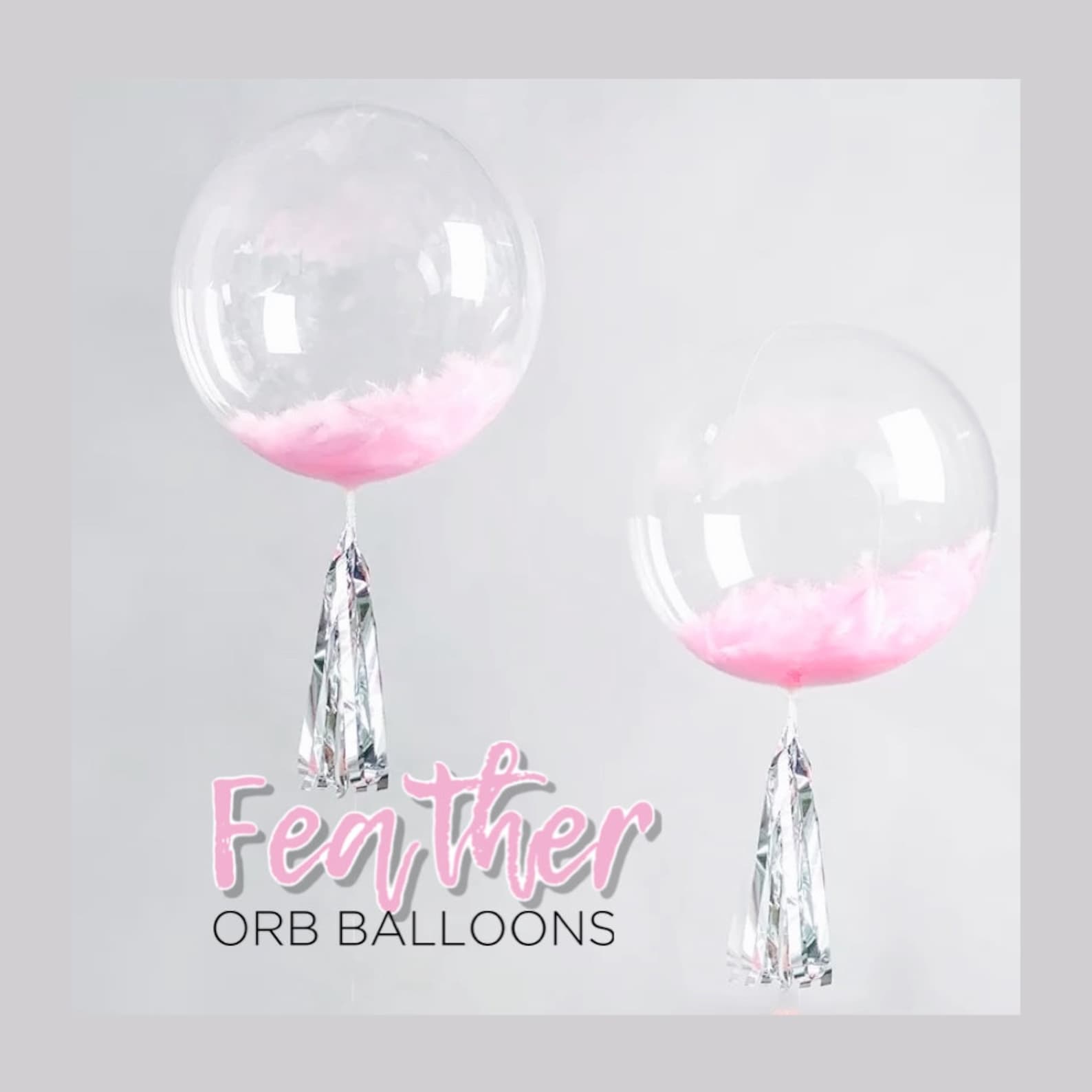 Feather Filled Balloon Giant Clear Bubble Pink Blue White Elegant Party ...