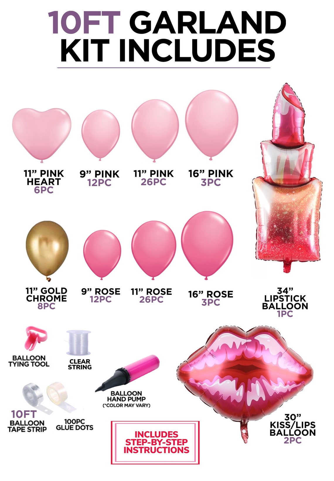 Galentine's Day Pink Balloon Bundle Set DIY Garland - Etsy