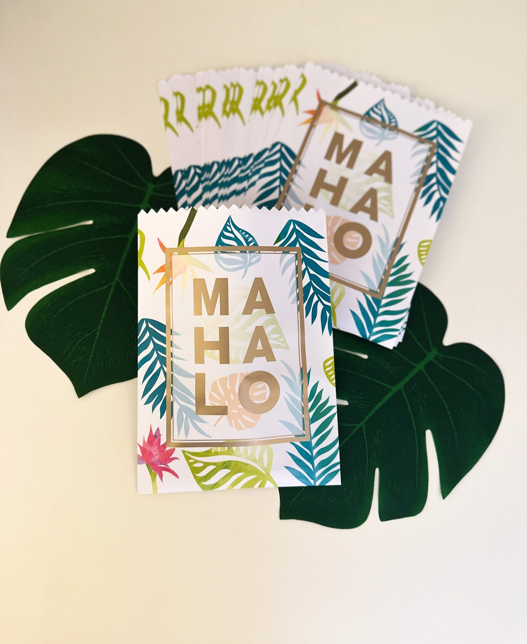 Mahalo Treat Bag for Hawaiian Luau Party Thank You Goodie Cookie Sweets ...