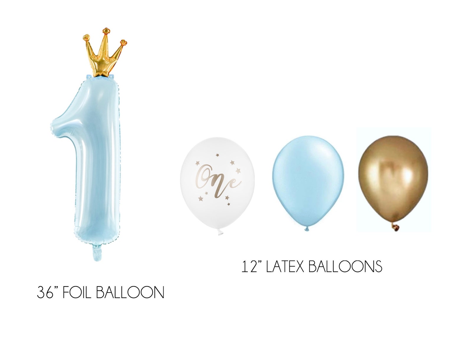 Little Prince Birthday Decoration NUMBER ONE Crown Blue White Gold ...