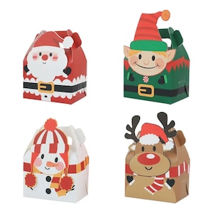 CHRISTMAS BOX for Gift and Favor Sweet Santa Elf Snowman Reindeer ...