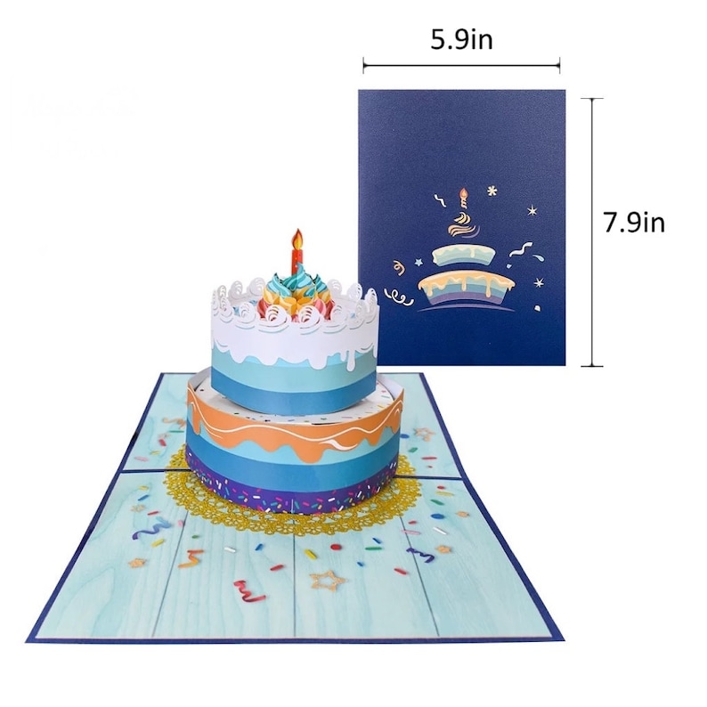 Birthday Cake Card 3D Pop up Card Cute Happy Birthday Greeting - Etsy