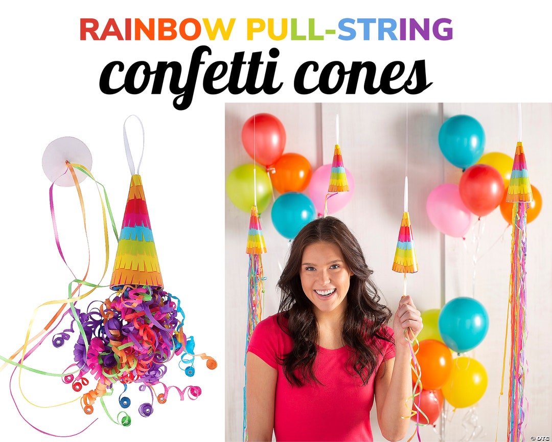 Streamers Popper Hanging Pull String Confetti Cones Colorful Rainbow ...