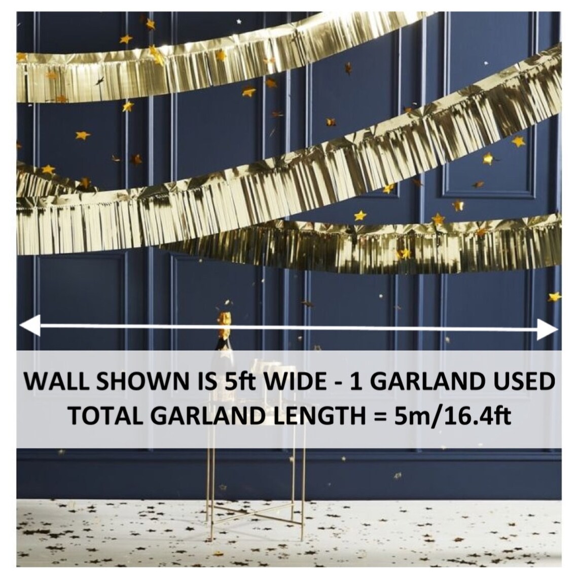 Gold Fringe Garland Shiny Foil Banner Anniversary Garland Gold - Etsy