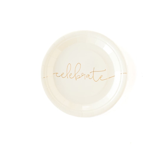 Celebrate Paper Plates Cream Gold Round Appetizer Dessert Plates ...