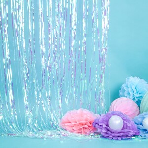 Iridescent Party Curtain in Pink Metallic Foil Fringe Streamer ...