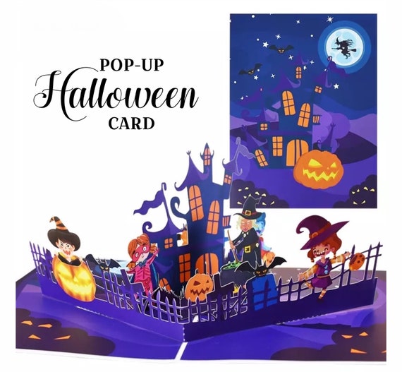 Haunted House Pop Up Greeting Card Trick Treat Witch Pumpkin Kids Happy ...