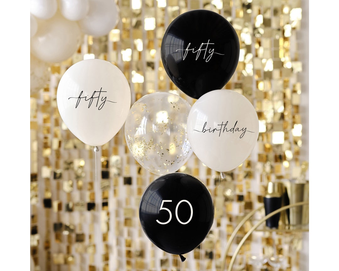 50 Birthday Balloon Bundle Half Century Golden Age Milestone Black ...