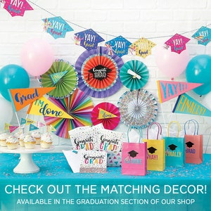 Graduation Paper Fans Congrats Grad Finally Done Colorful Rainbow ...