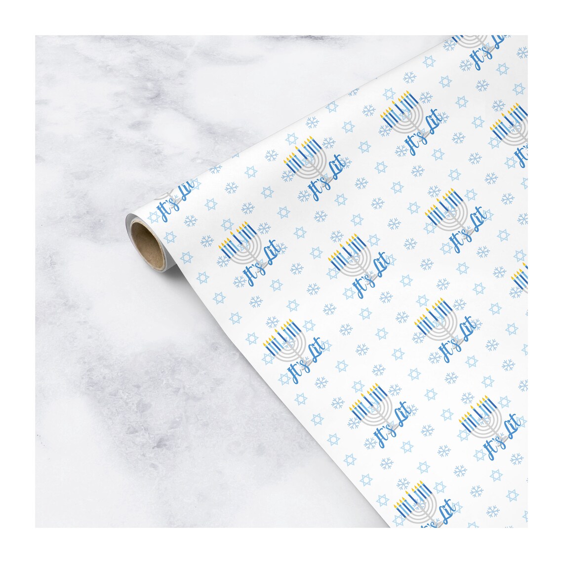 It's Lit Hanukkah Gift Wrapping Paper Sheets Blue Hanukkah - Etsy