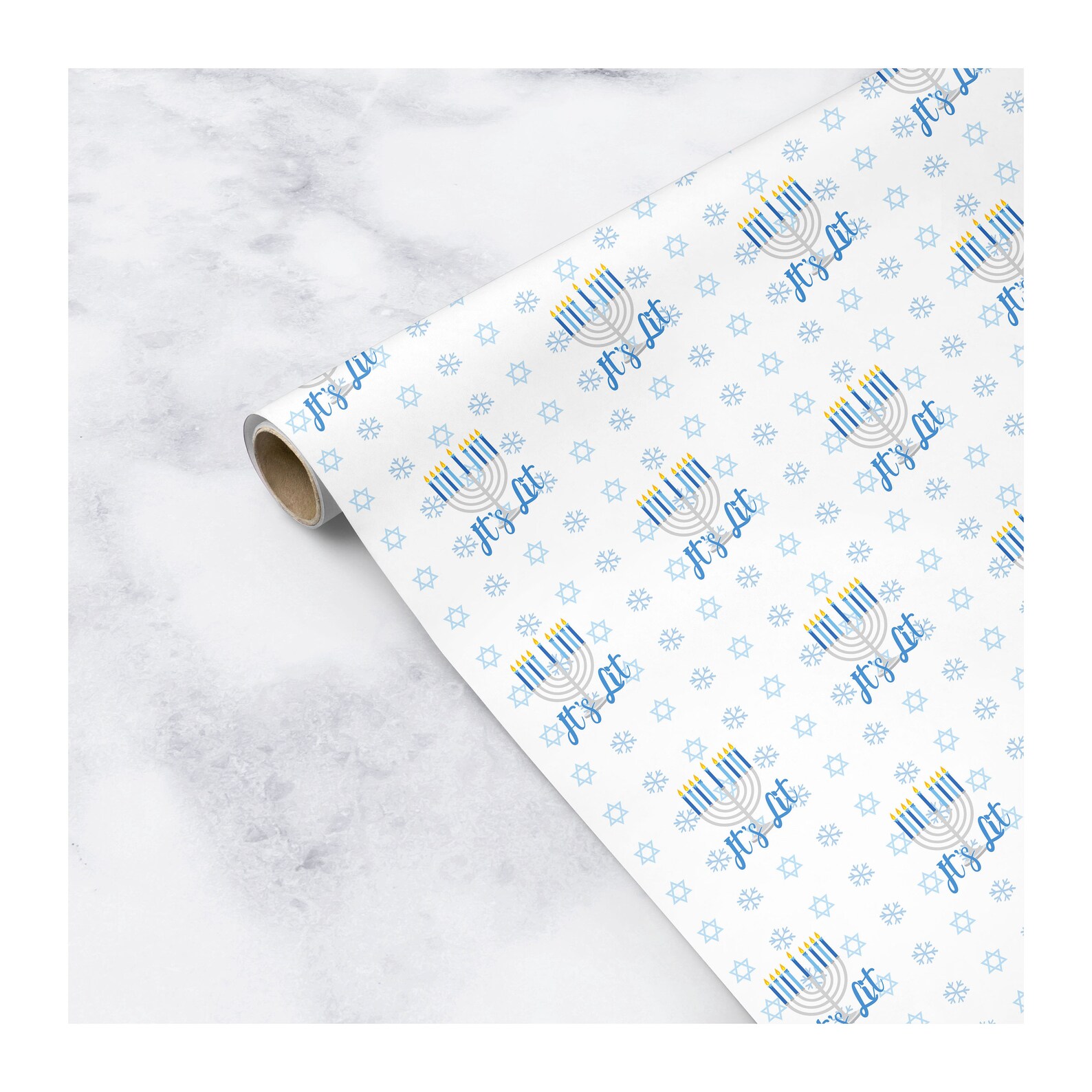 It's Lit Hanukkah Gift Wrapping Paper Sheets Blue Hanukkah - Etsy