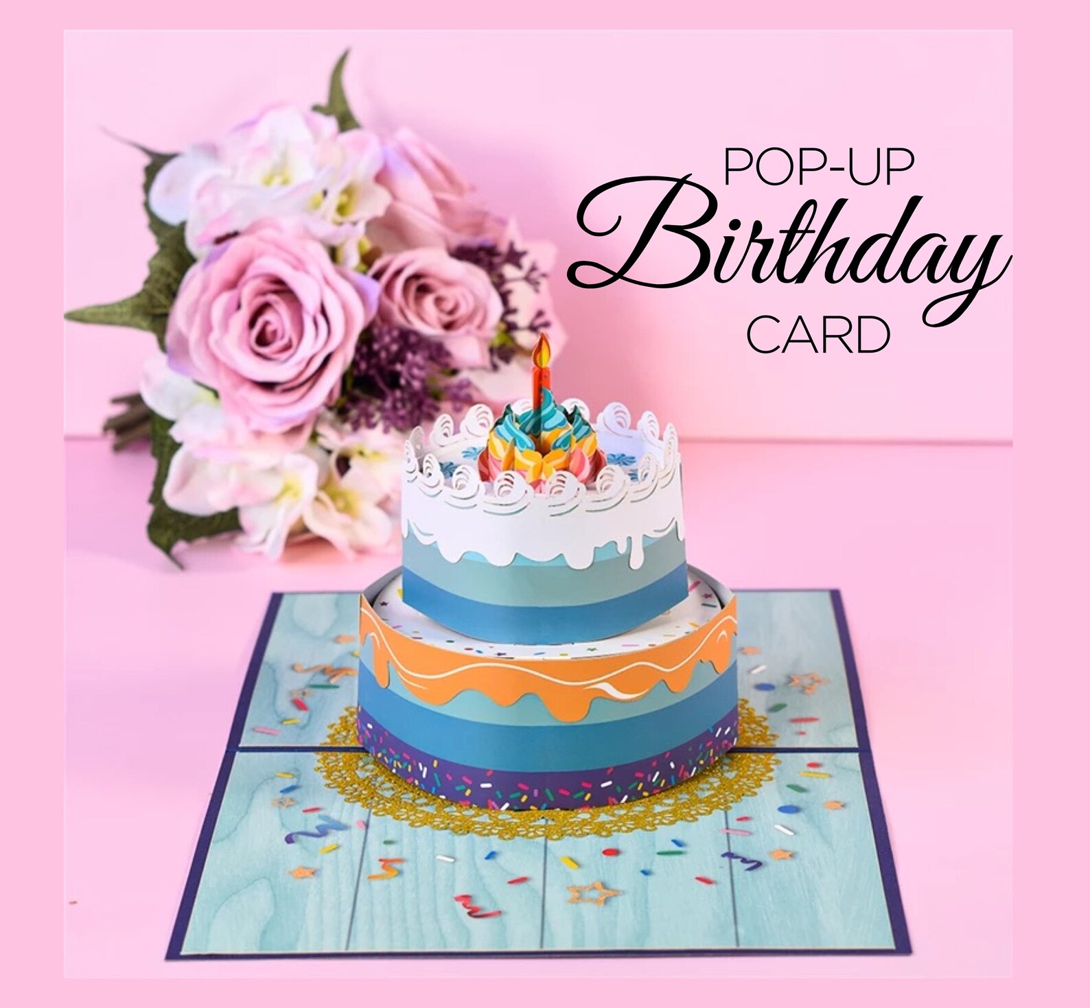 Birthday Cake Card 3D Pop up Card Cute Happy Birthday Greeting - Etsy