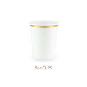 White Gold Paper Cup Set Minimalist Elegant Festive Party Cups Baby ...