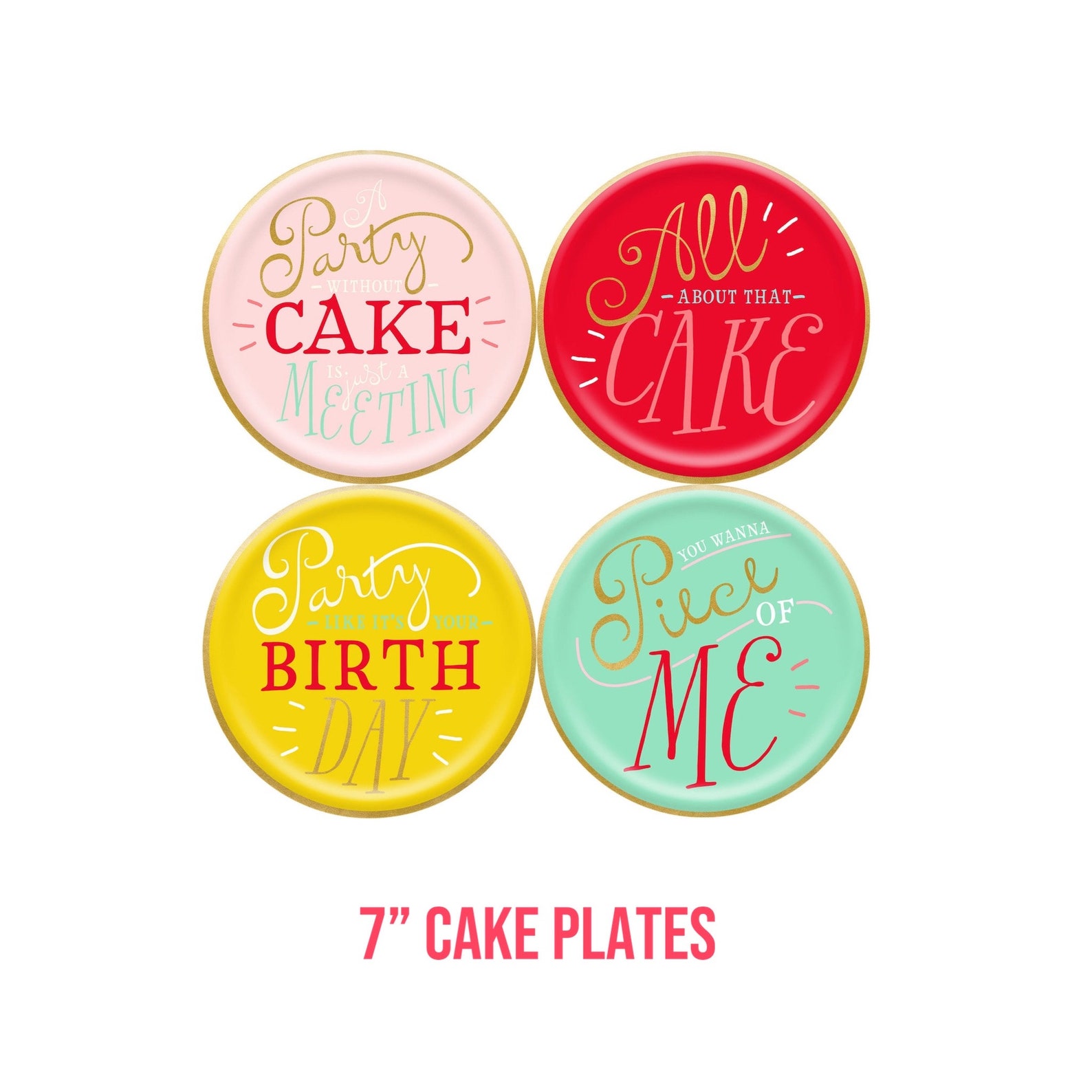 Birthday Cake Paper Plates With Sayings Funny Colorful Adult Kids Bday ...
